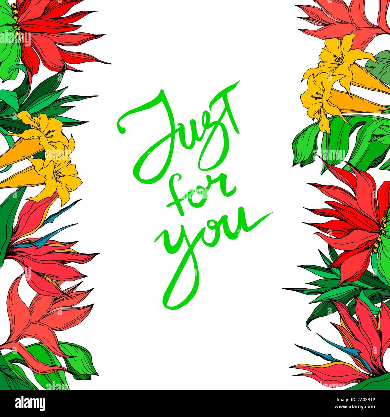 Vector Exotic tropical hawaiian summer. Palm beach tree leaves jungle ...