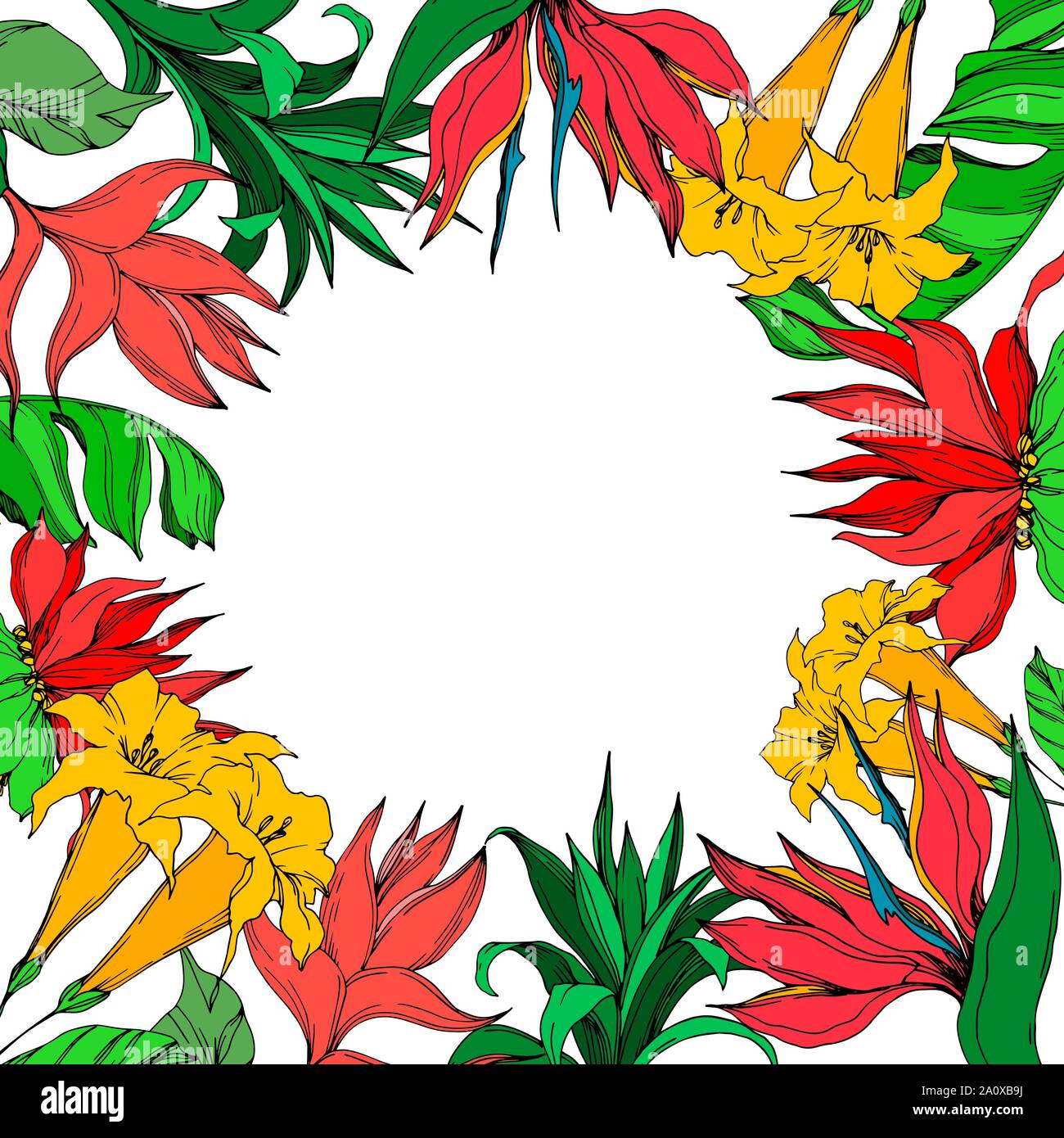 Vector Exotic tropical hawaiian summer. Palm beach tree leaves jungle ...