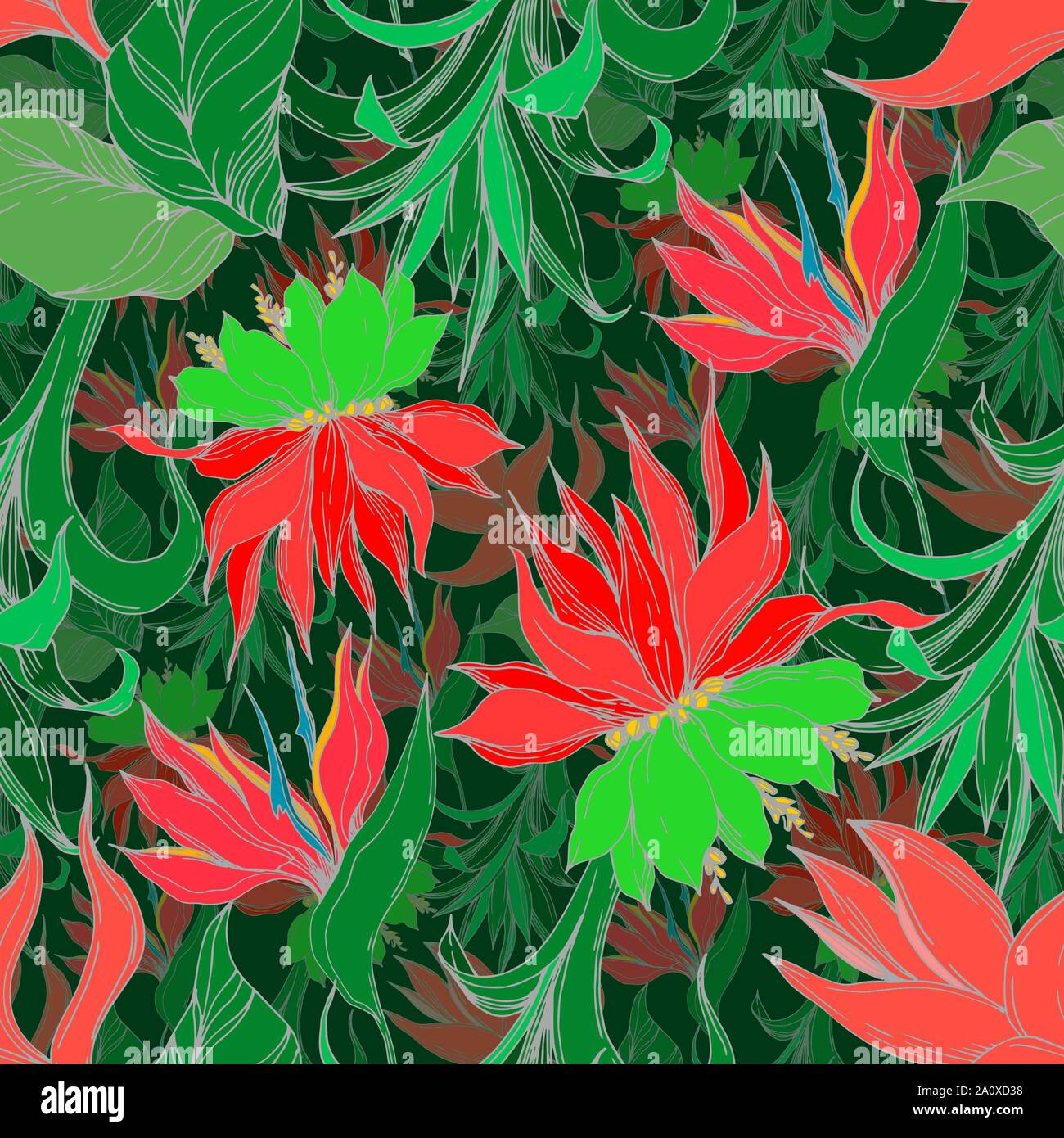 Vector Exotic tropical hawaiian summer. Palm beach tree leaves jungle ...