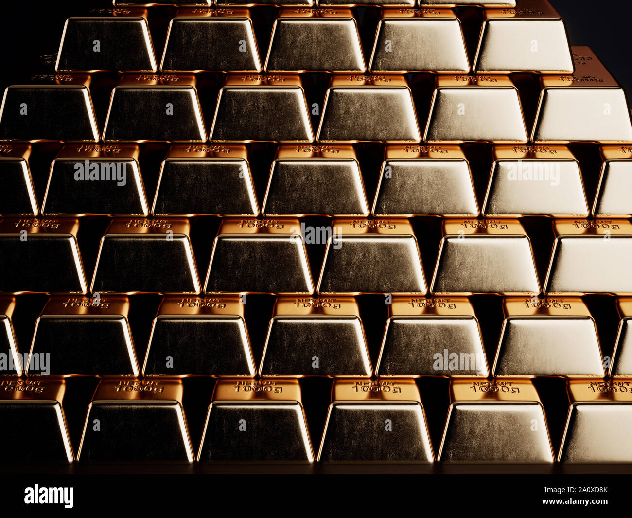 Gold bars background. 3d rendering illustration Stock Photo - Alamy