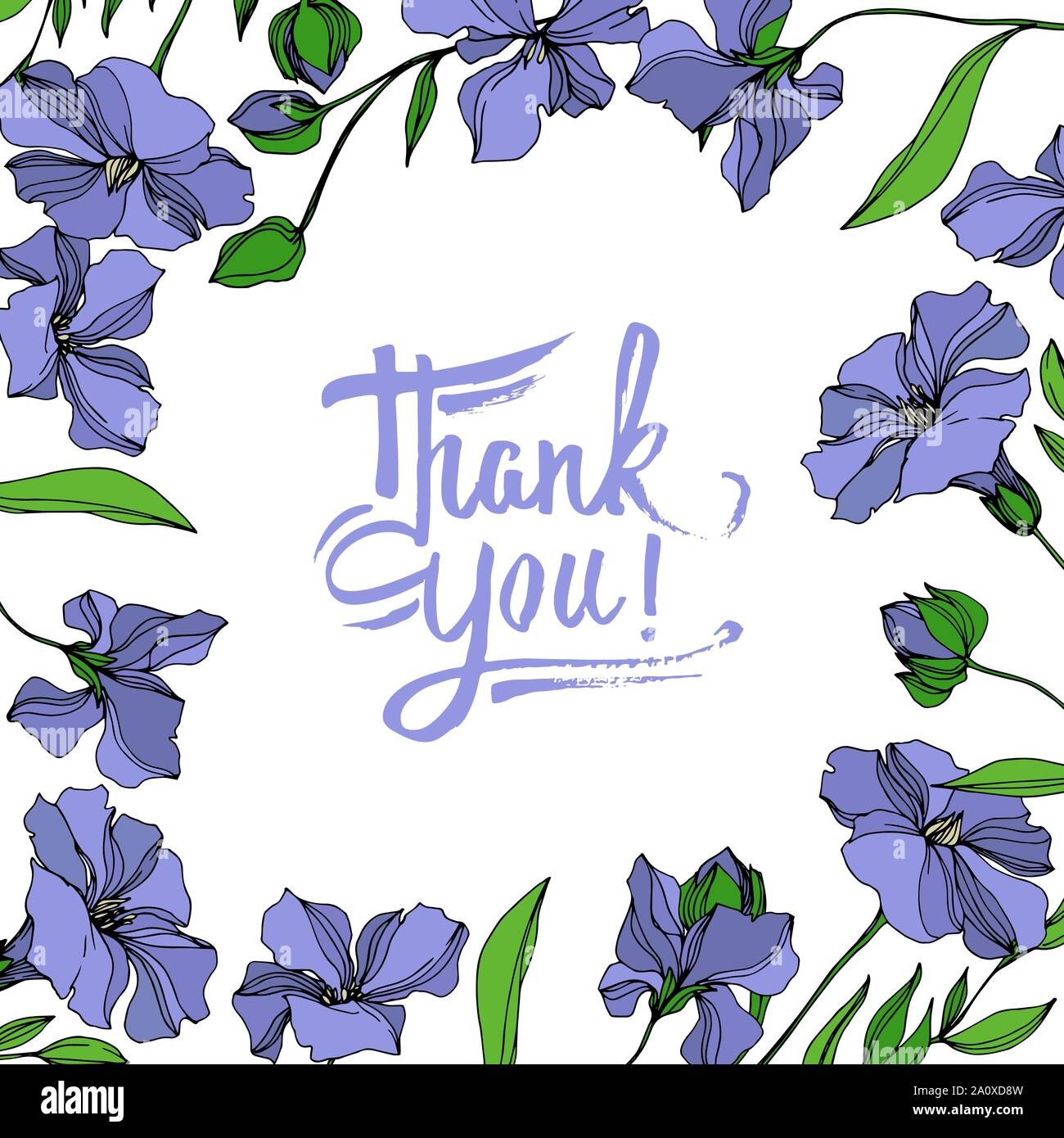 Vector Flax floral botanical flowers. Wild spring leaf wildflower ...