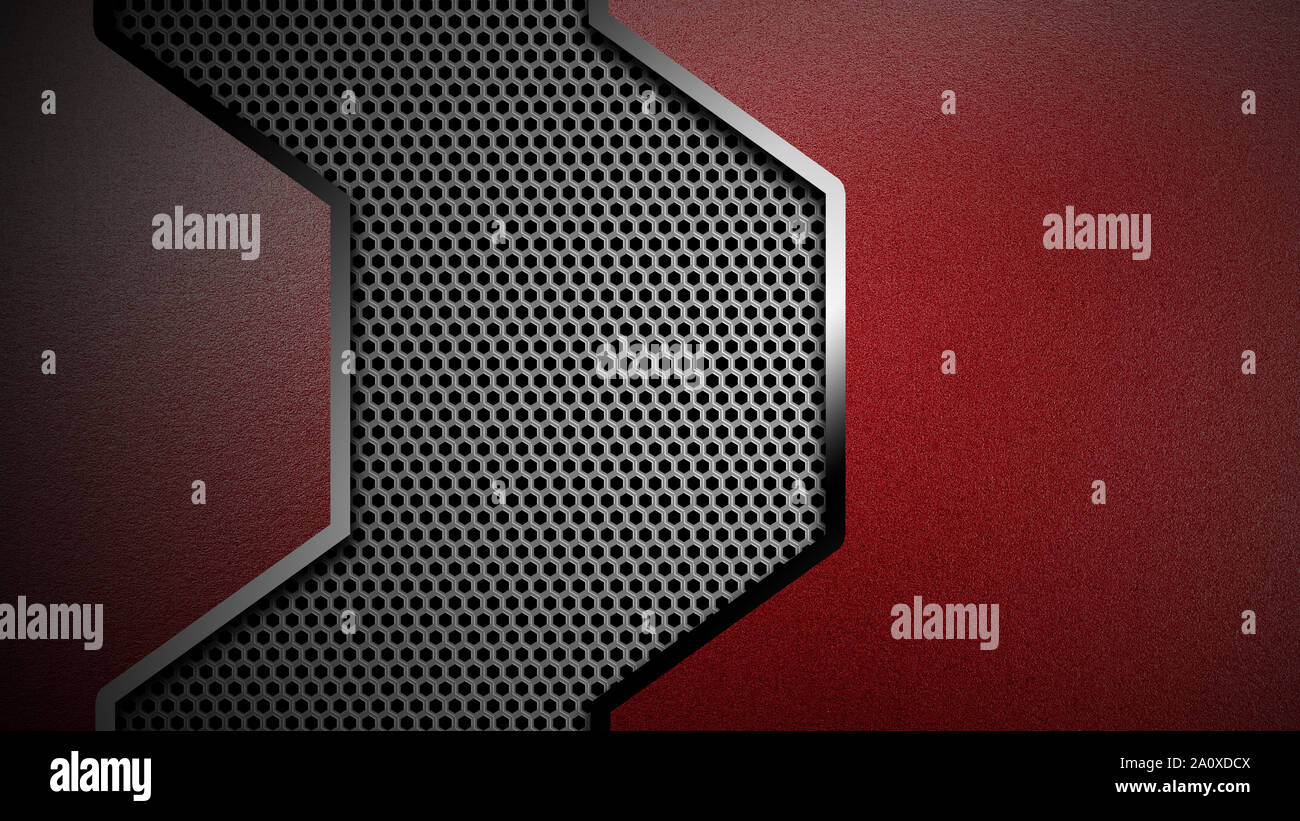 3d illustration. material design. red and black carbon fiber and ...