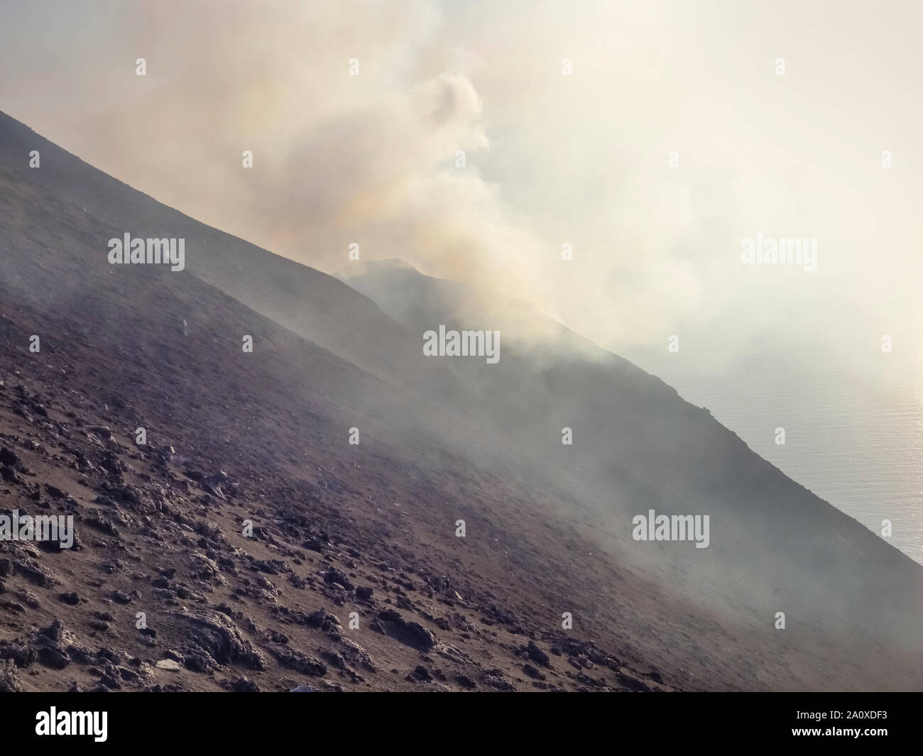 Stromboli volcano with cloud formation hi-res stock photography and ...