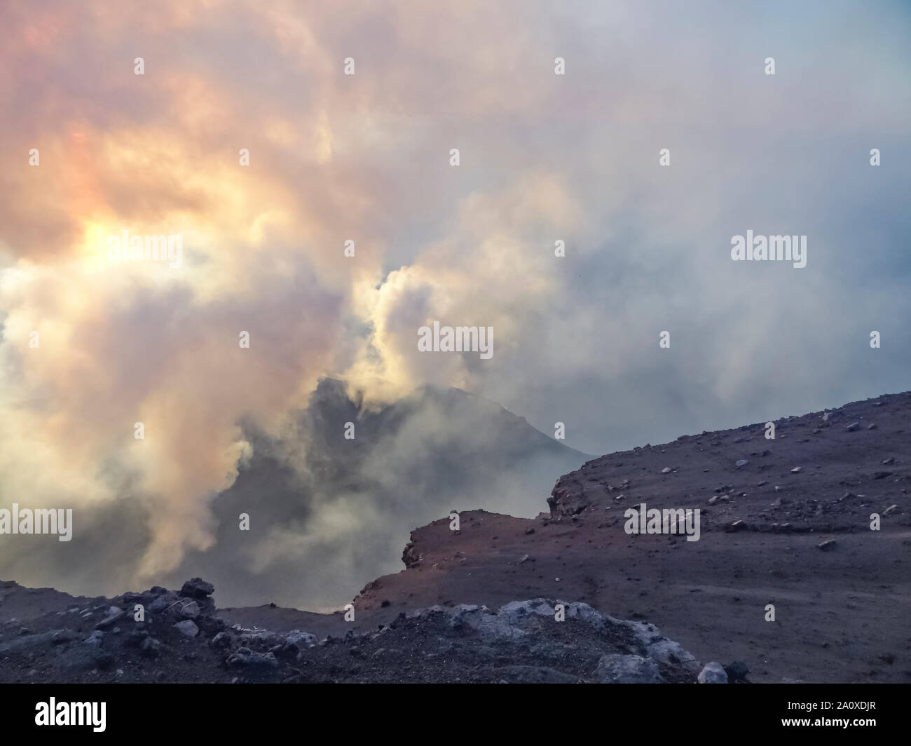 Stromboli volcano with cloud formation hi-res stock photography and ...