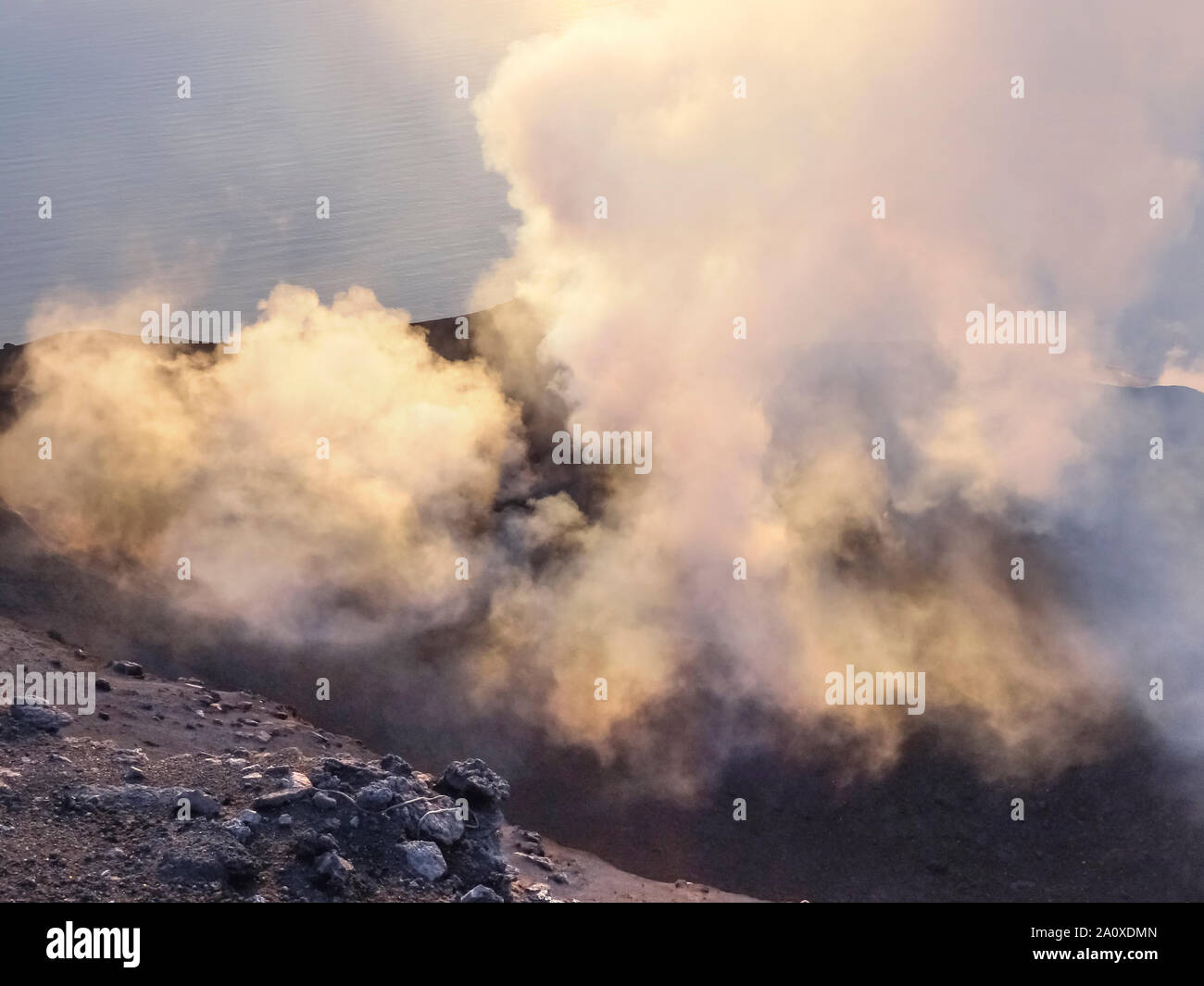 Stromboli volcano with cloud formation hi-res stock photography and ...