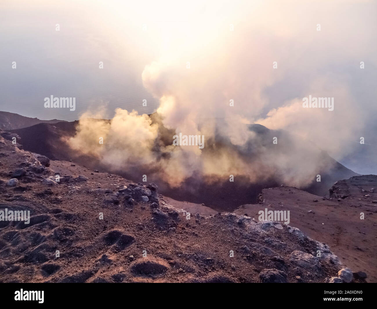 Stromboli volcano with cloud formation hi-res stock photography and ...