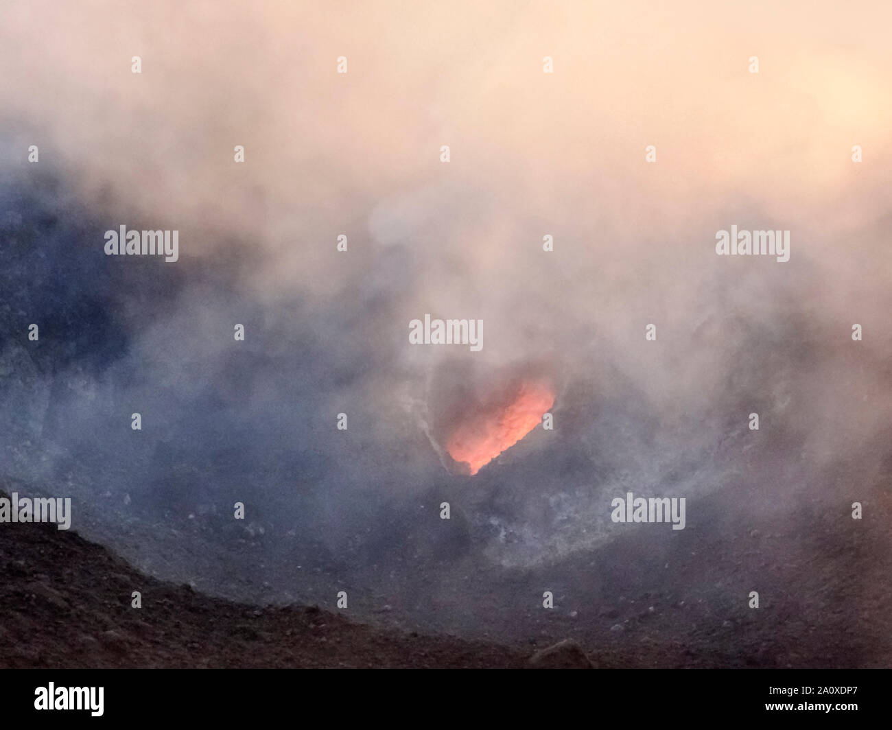 Stromboli volcano with cloud of smoke hi-res stock photography and ...
