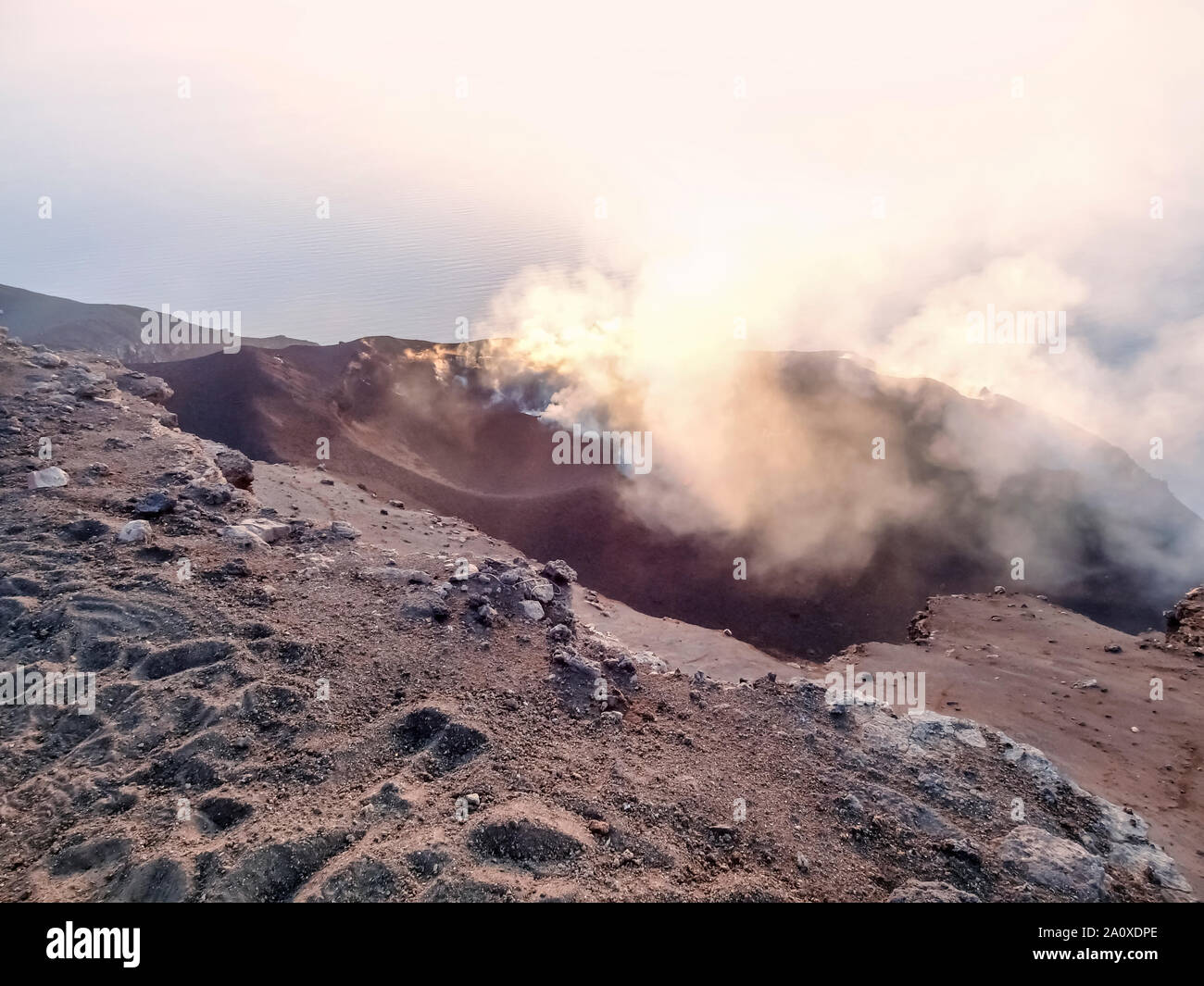 Stromboli volcano with cloud formation hi-res stock photography and ...