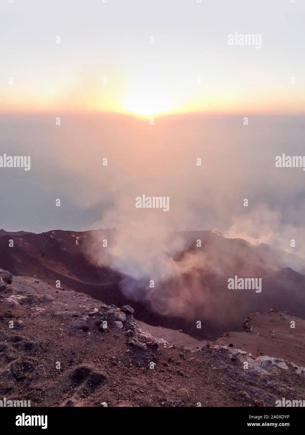 Stromboli volcano with cloud formation hi-res stock photography and ...