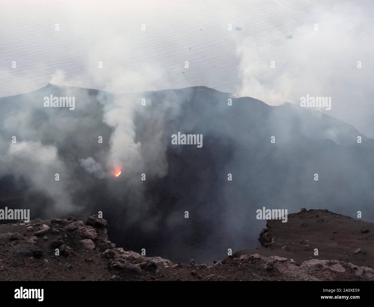 Stromboli volcano with cloud formation hi-res stock photography and ...