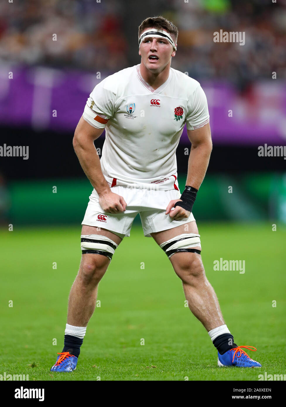 England's Tom Curry during the 2019 Rugby World Cup Pool C match at ...