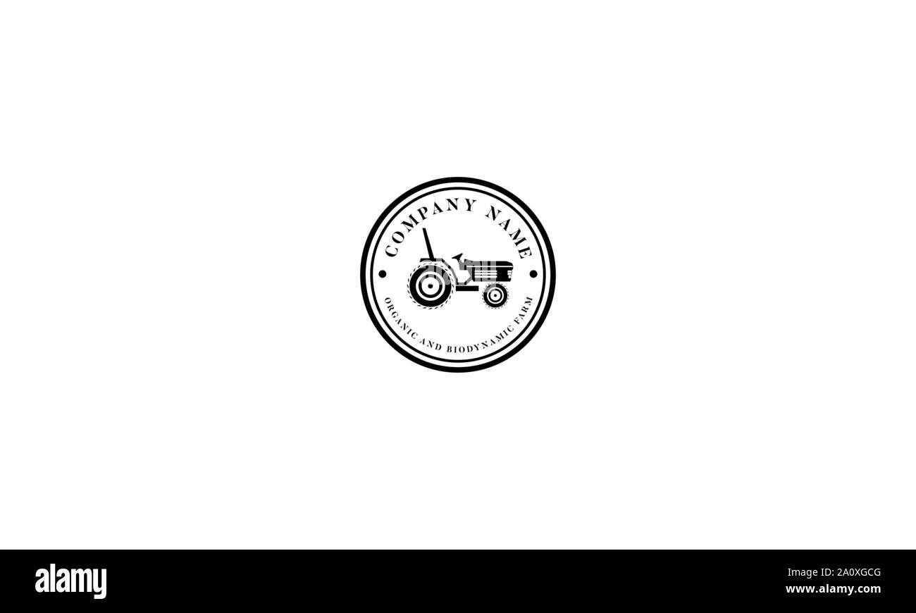 Vector logo on which an abstract image of a farm tractor in the form of ...