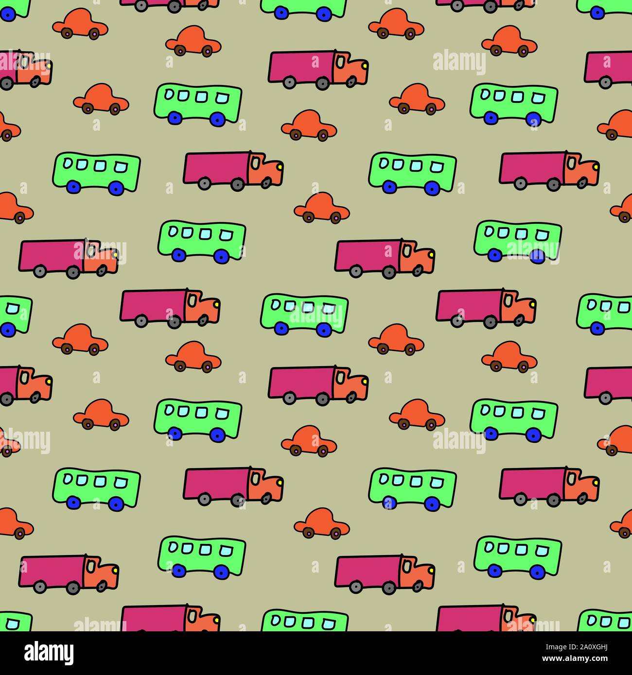 seamless vector transportation themed vetor pattern with trucks cars ...
