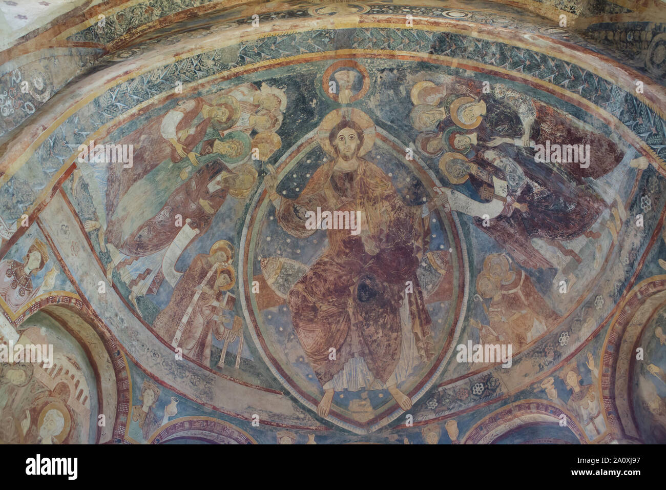 Jesus Christ in the mandorla surrounded by the apostles depicted in the ...
