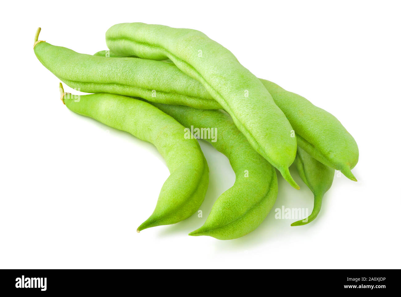 Pile of raw runner beans (string beans) isolated on white background ...