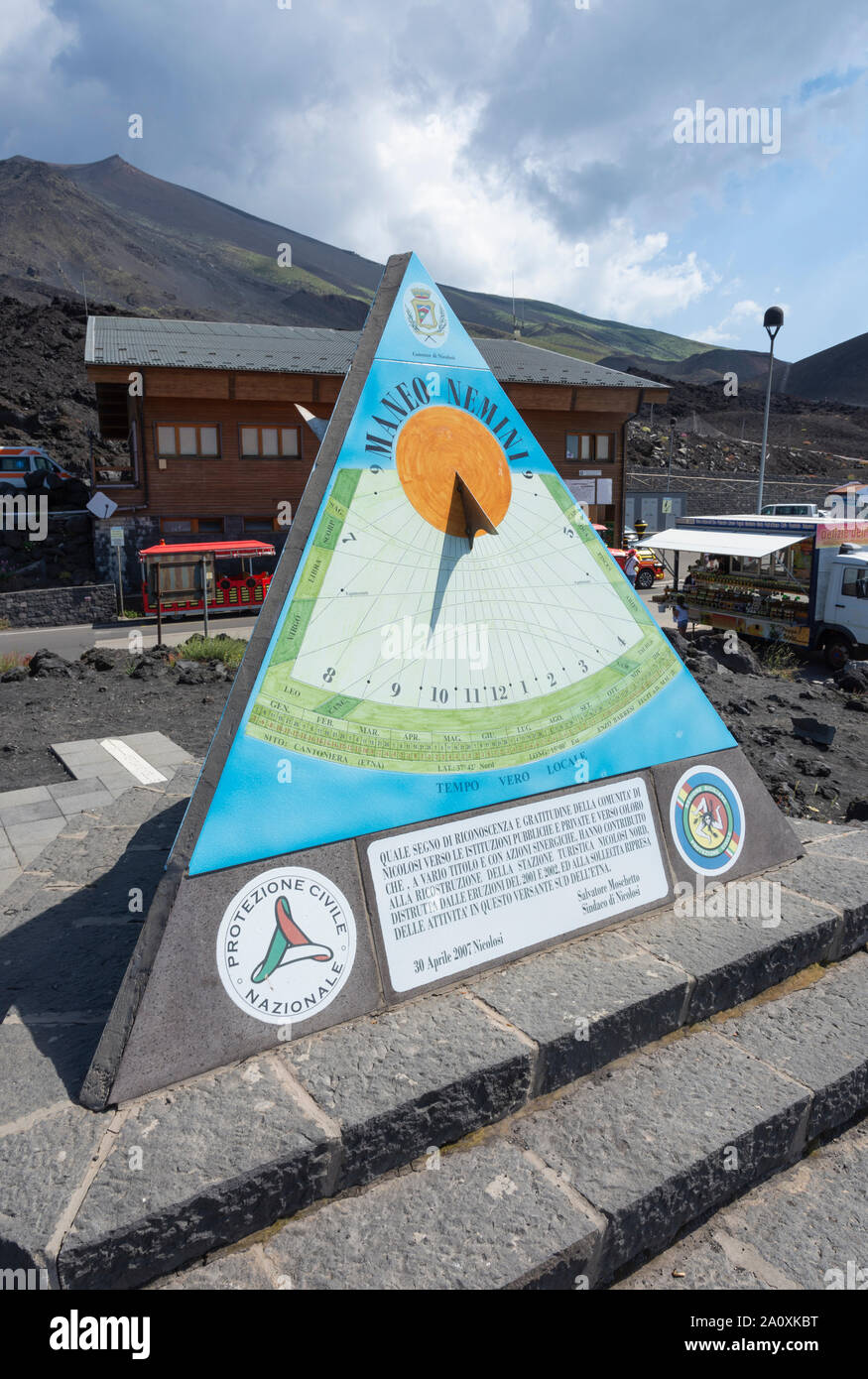 Sun clock in the foothills of Etna volcano Stock Photo - Alamy
