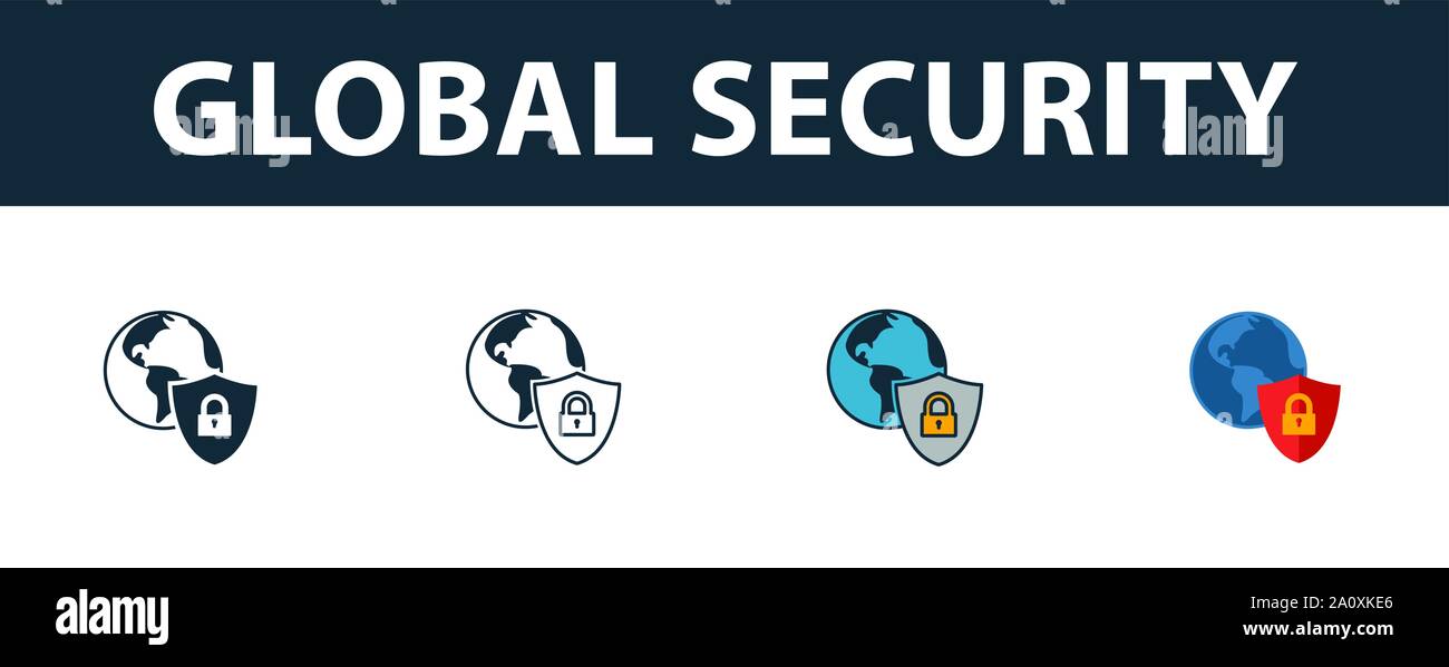 Global Security icon set. Four simple symbols in diferent styles from ... Global Security icon set. Four simple symbols in diferent styles from ...