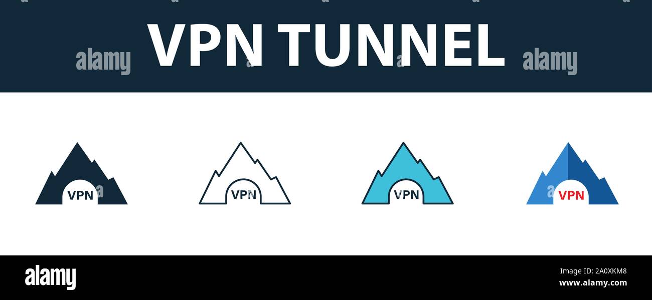 Vpn Tunnel icon set. Four simple symbols in diferent styles from icons ... Vpn Tunnel icon set. Four simple symbols in diferent styles from icons ...