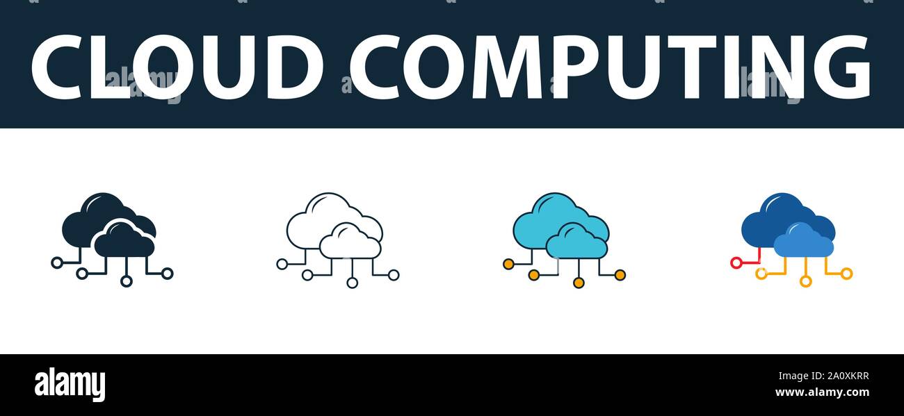 Cloud Computing icon set. Four simple symbols in diferent styles from ...