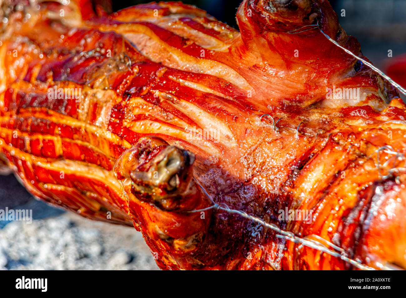 Pig cooking over open fire hi-res stock photography and images - Alamy