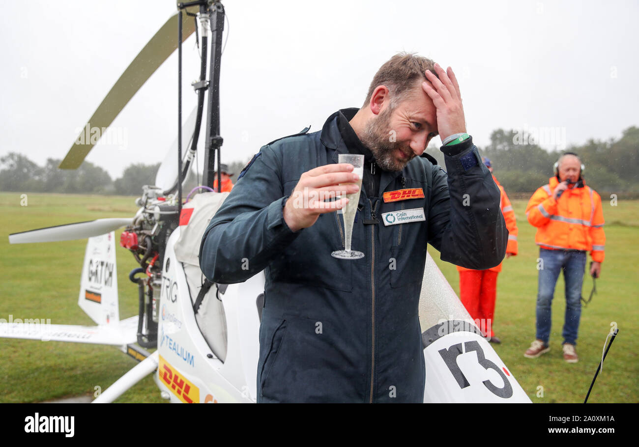 British adventurer James Ketchell celebrates with a glass of Prosecco ...