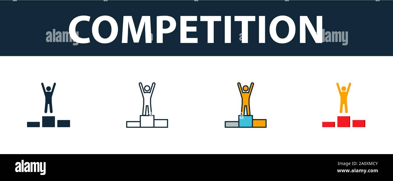 Competition icon set. Four simple symbols in diferent styles from risk ...