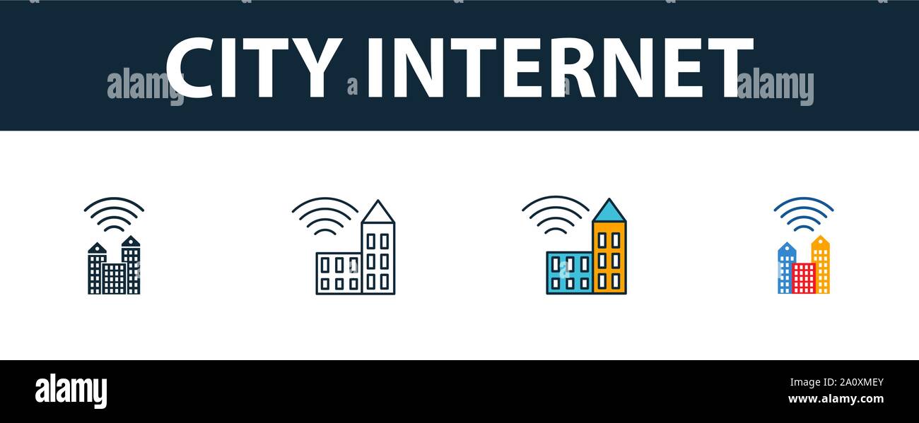 City Internet icon set. Four simple symbols in diferent styles from ...