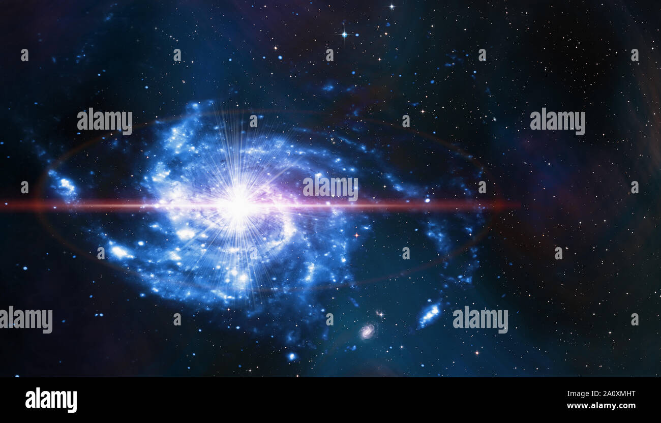 Space cosmic background of galaxy explosion and stars field with copy ...