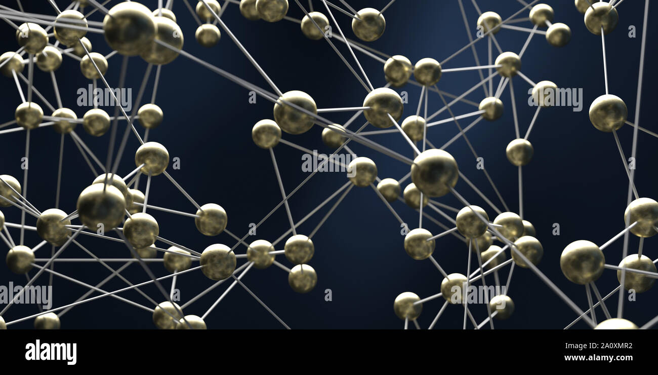 Abstract Science Molecular Structure Network Dark Background 3d