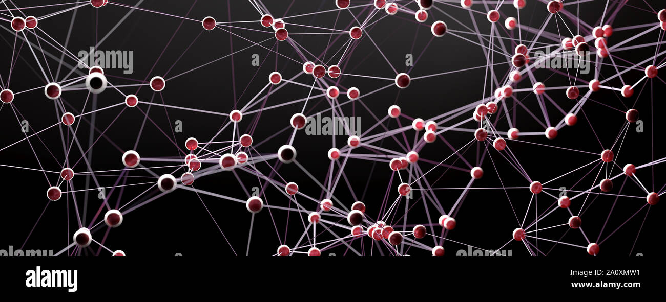 Abstract science molecular structure background, red spheres network on ...