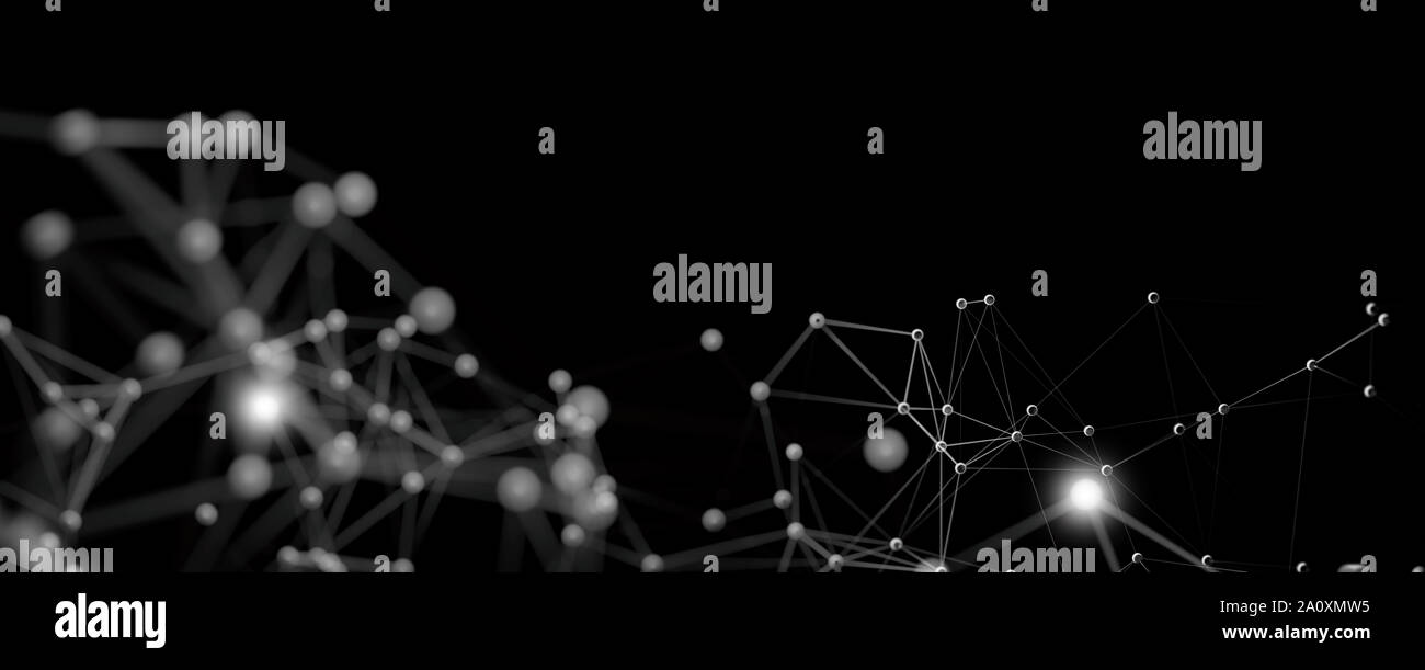 Abstract science molecular structure background, white spheres network ...