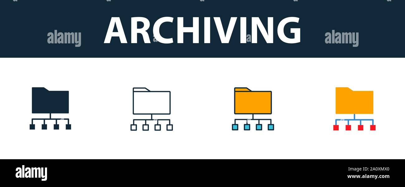 Archiving icon set. Four simple symbols in diferent styles from icons ...