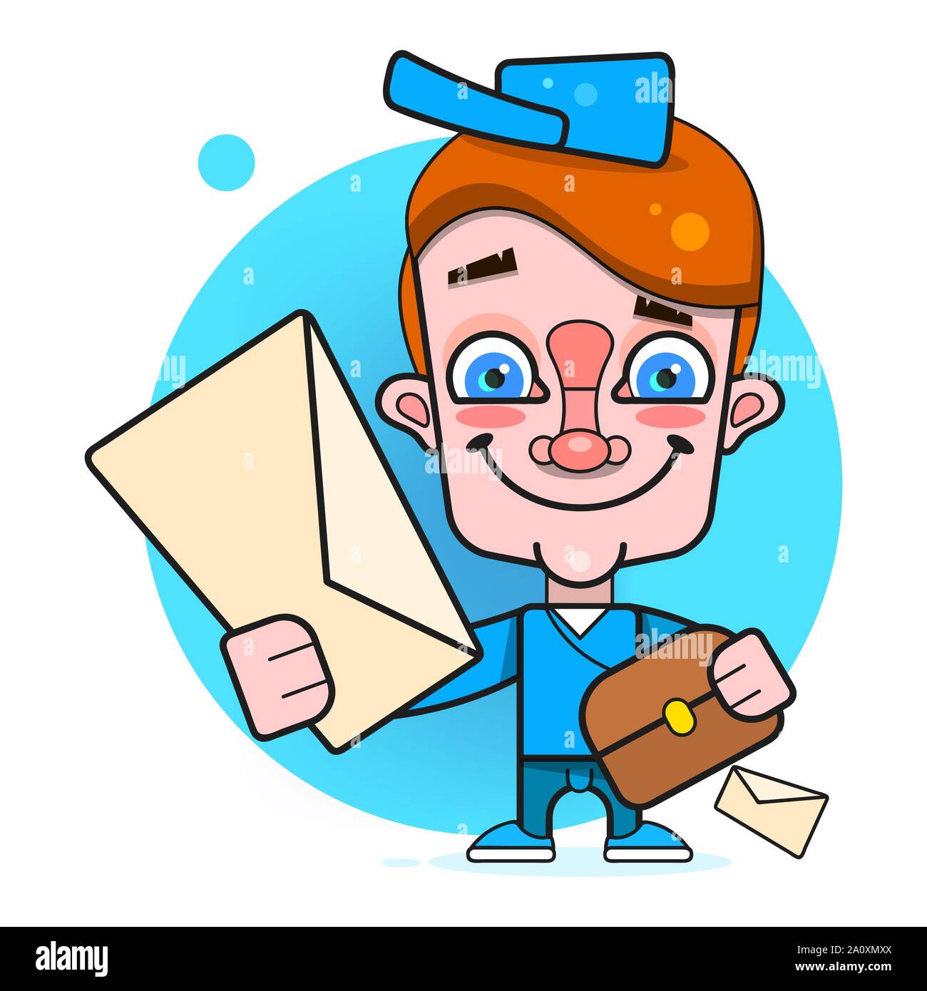 Boy The Postman In Flat Style. Flat Cartoon Character Design. Boy Style ...