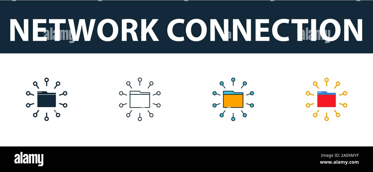 Network Connection icon set. Four simple symbols in diferent styles ... Network Connection icon set. Four simple symbols in diferent styles ...