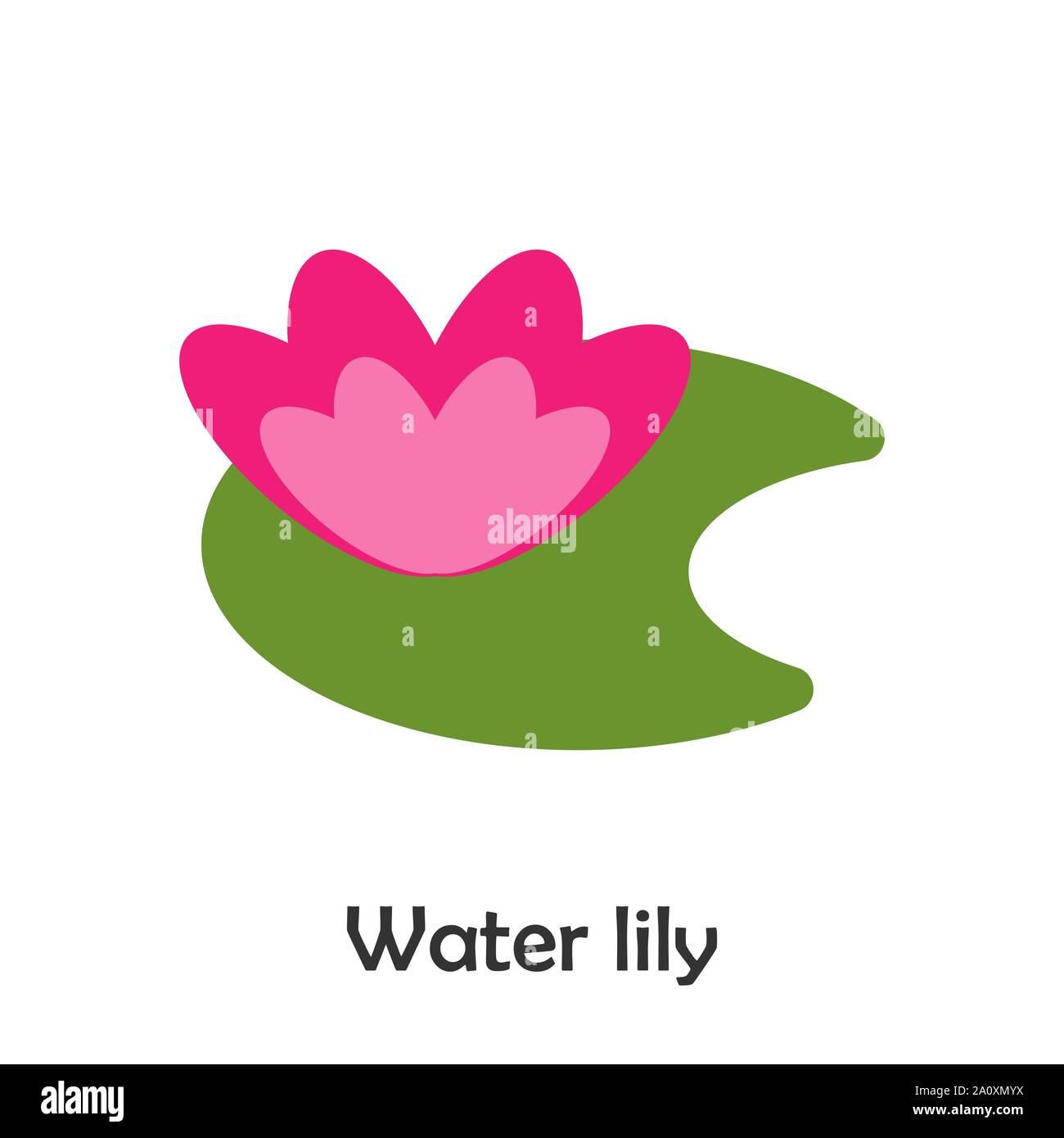Water lily in cartoon style, pond card for kid, preschool activity for ...