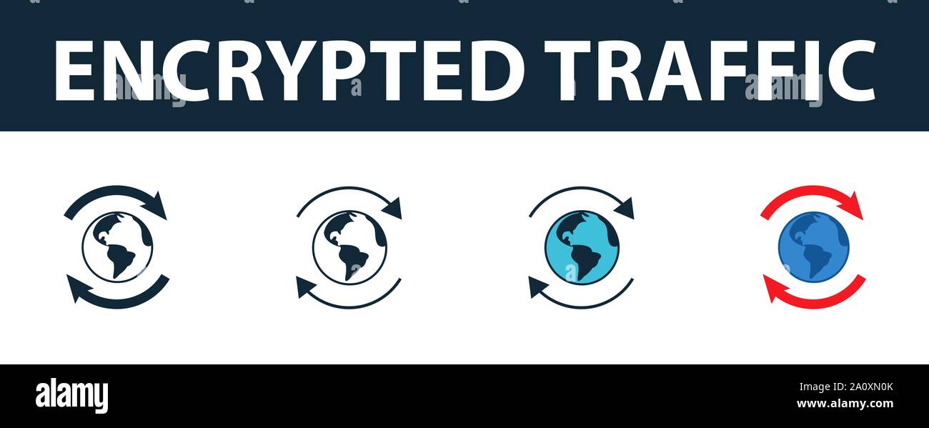Encrypted Traffic icon set. Four simple symbols in diferent styles from ...