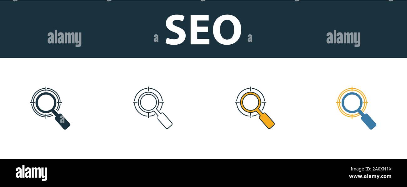 Seo Icon Set Four Simple Symbols In Diferent Styles From Web Development Icons Collection