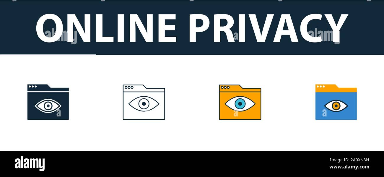 Online Privacy icon set. Four simple symbols in diferent styles from ...