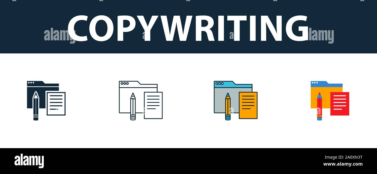 Copywriting icon set. Four simple symbols in diferent styles from web development icons ...
