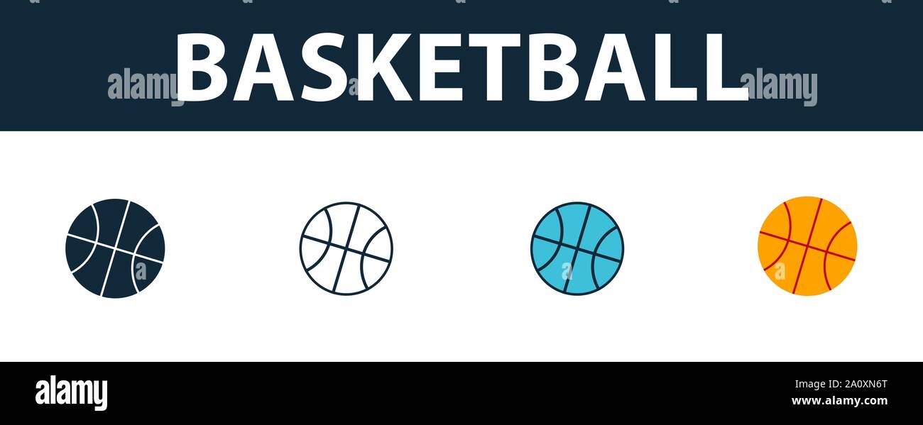 Basketball icon set. Four simple symbols in diferent styles from sport ...