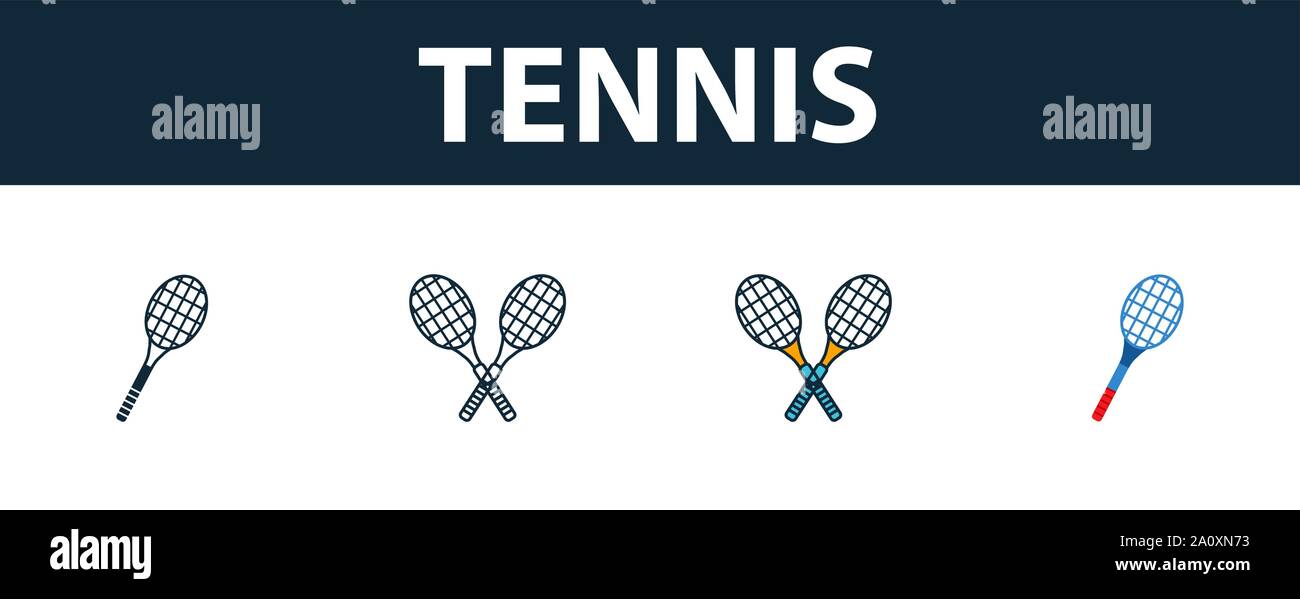 Tennis icon set. Four simple symbols in diferent styles from sport ...