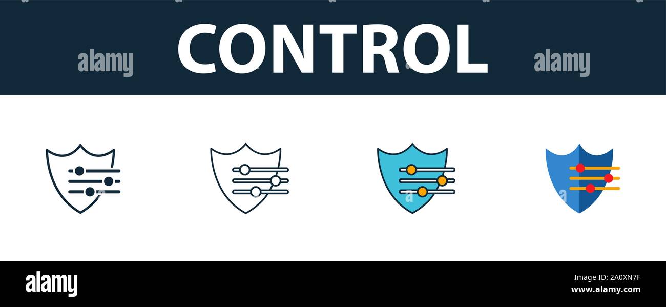 Control icon set. Four simple symbols in diferent styles from risk ...