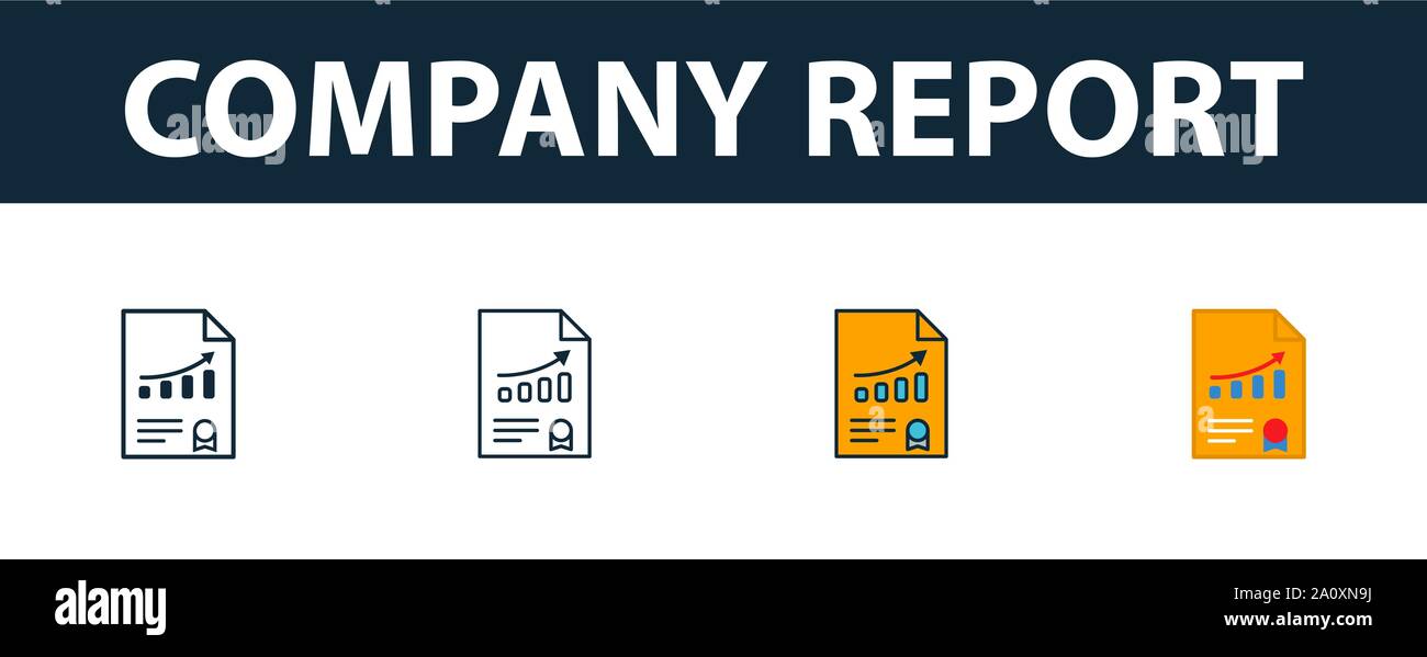 Company Report icon set. Four simple symbols in diferent styles from ...