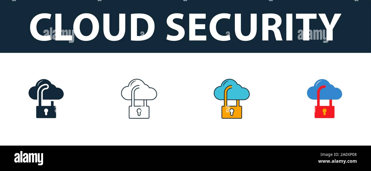 Cloud Security icon set. Four simple symbols in diferent styles from ...