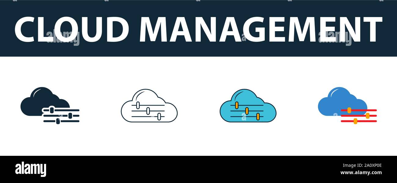 Cloud Management icon set. Four simple symbols in diferent styles from ...