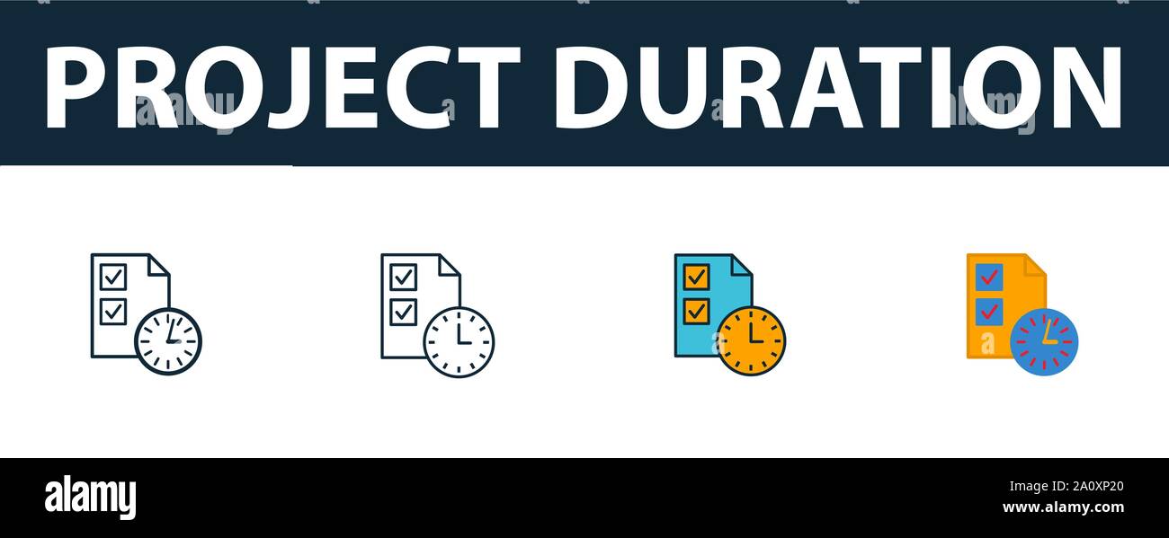 Project Duration icon set. Four simple symbols in diferent styles from ...