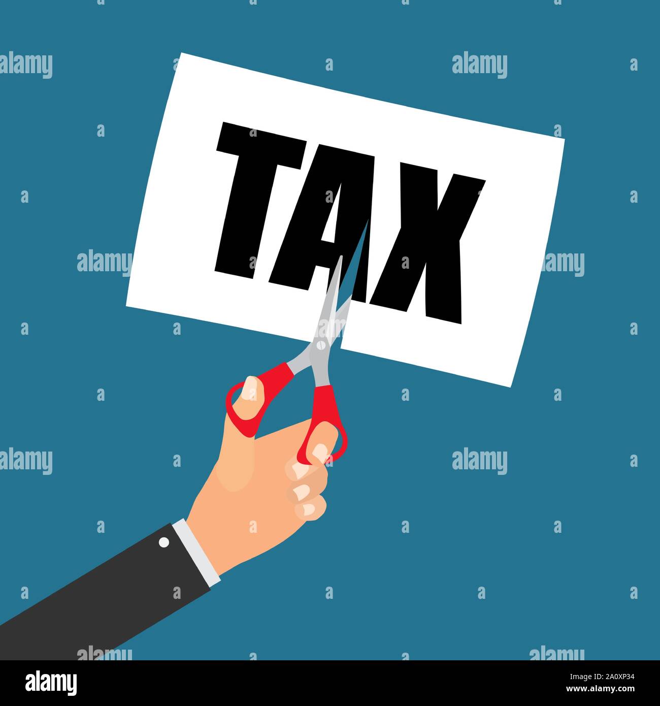 Business finance concept with scissors cutting word tax. Vector ...