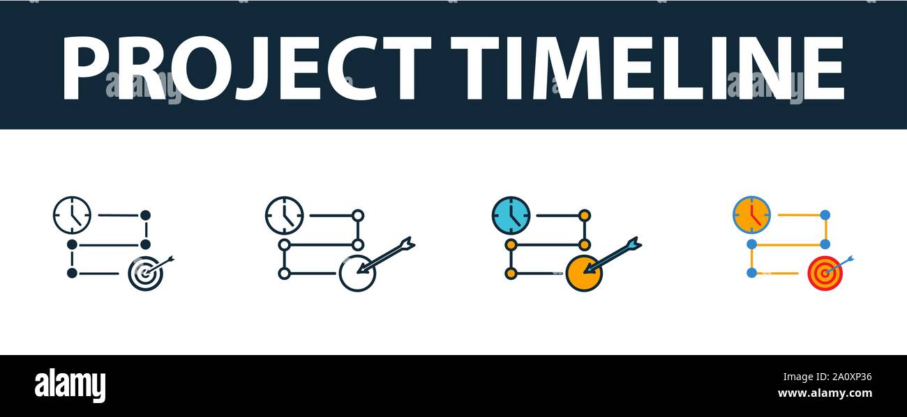 Project Timeline icon set. Four simple symbols in diferent styles from ...