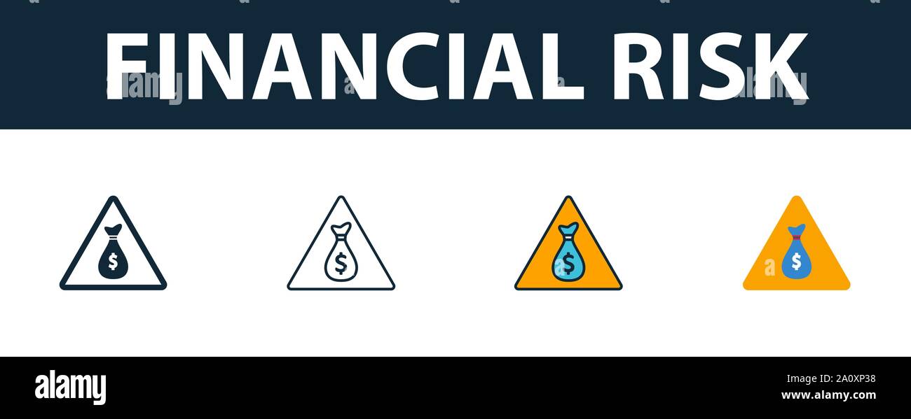 Financial Risk icon set. Four simple symbols in diferent styles from ...
