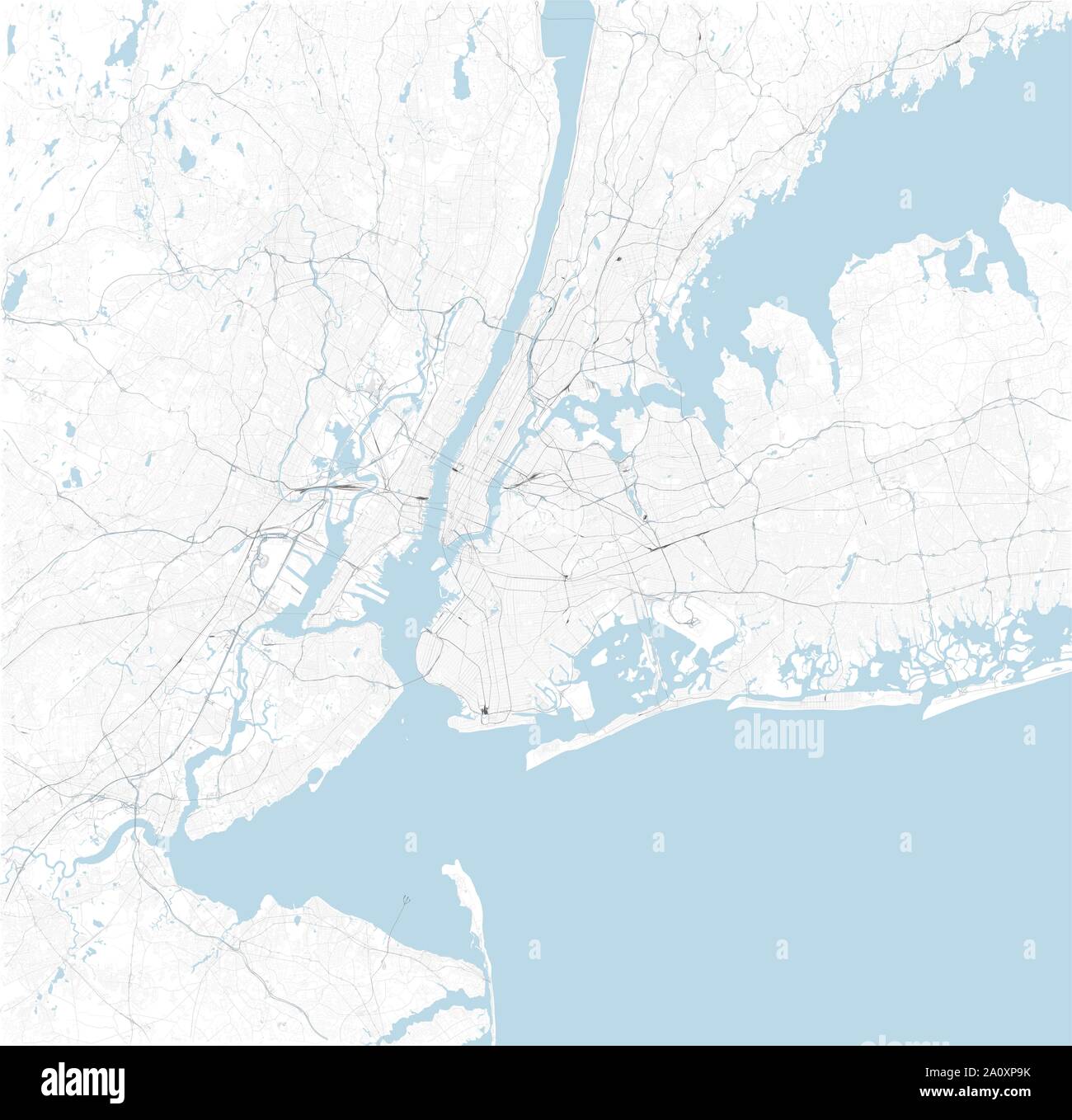Satellite map of New York City and surrounding areas, Usa. Map roads ...